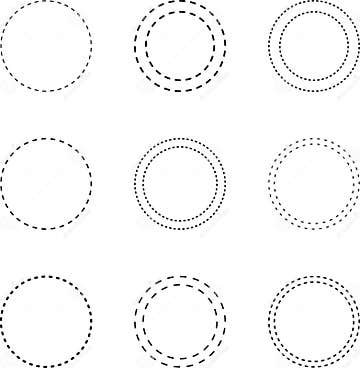 Dotted Line Circle Frame Vector. Dashed Outline Design of Border. Icon ...