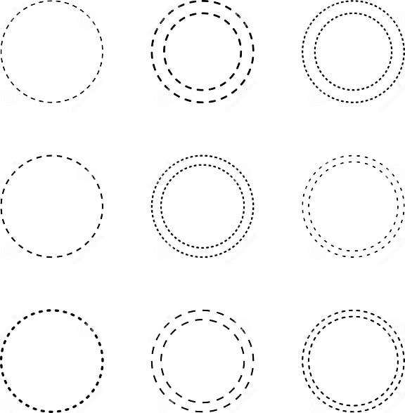 Dotted Line Circle Frame Vector. Dashed Outline Design of Border. Icon ...