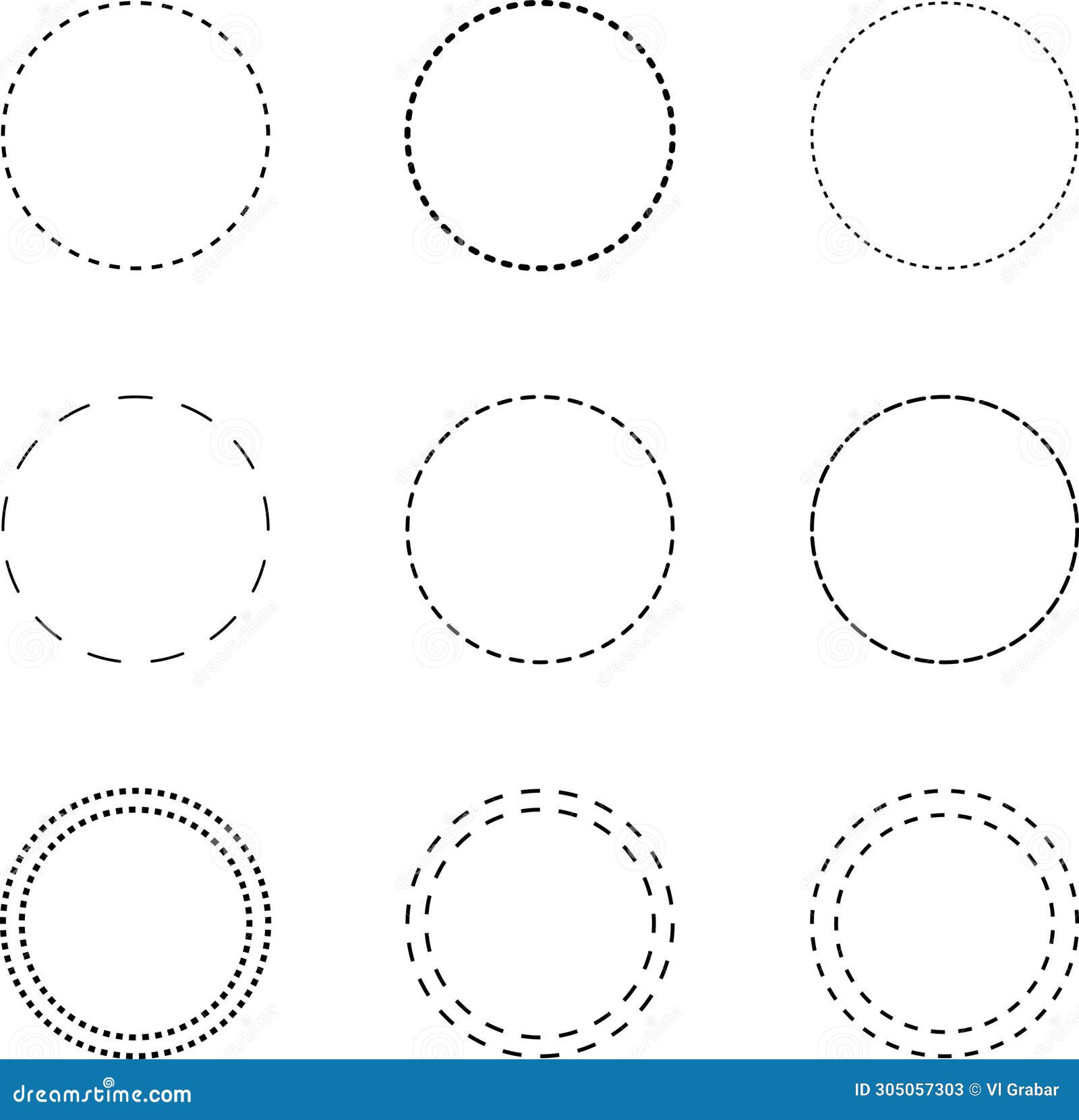 Dotted Line Circle Frame Vector. Dashed Outline Design of Border. Icon ...