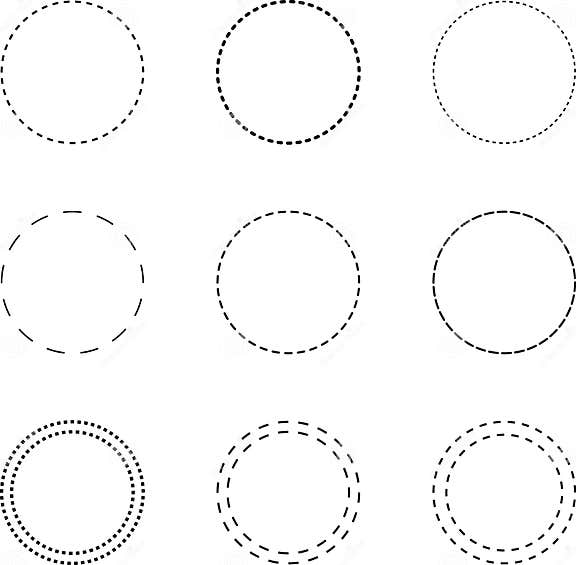 Dotted Line Circle Frame Vector. Dashed Outline Design of Border. Icon ...