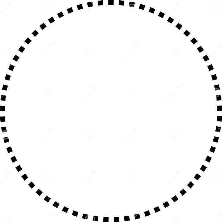 Dotted Line Circle Frame Vector. Dashed Outline Design of Border. Icon ...