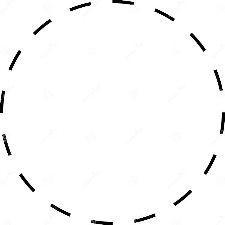 Dotted Line Circle Frame Vector. Dashed Outline Design of Border. Icon ...