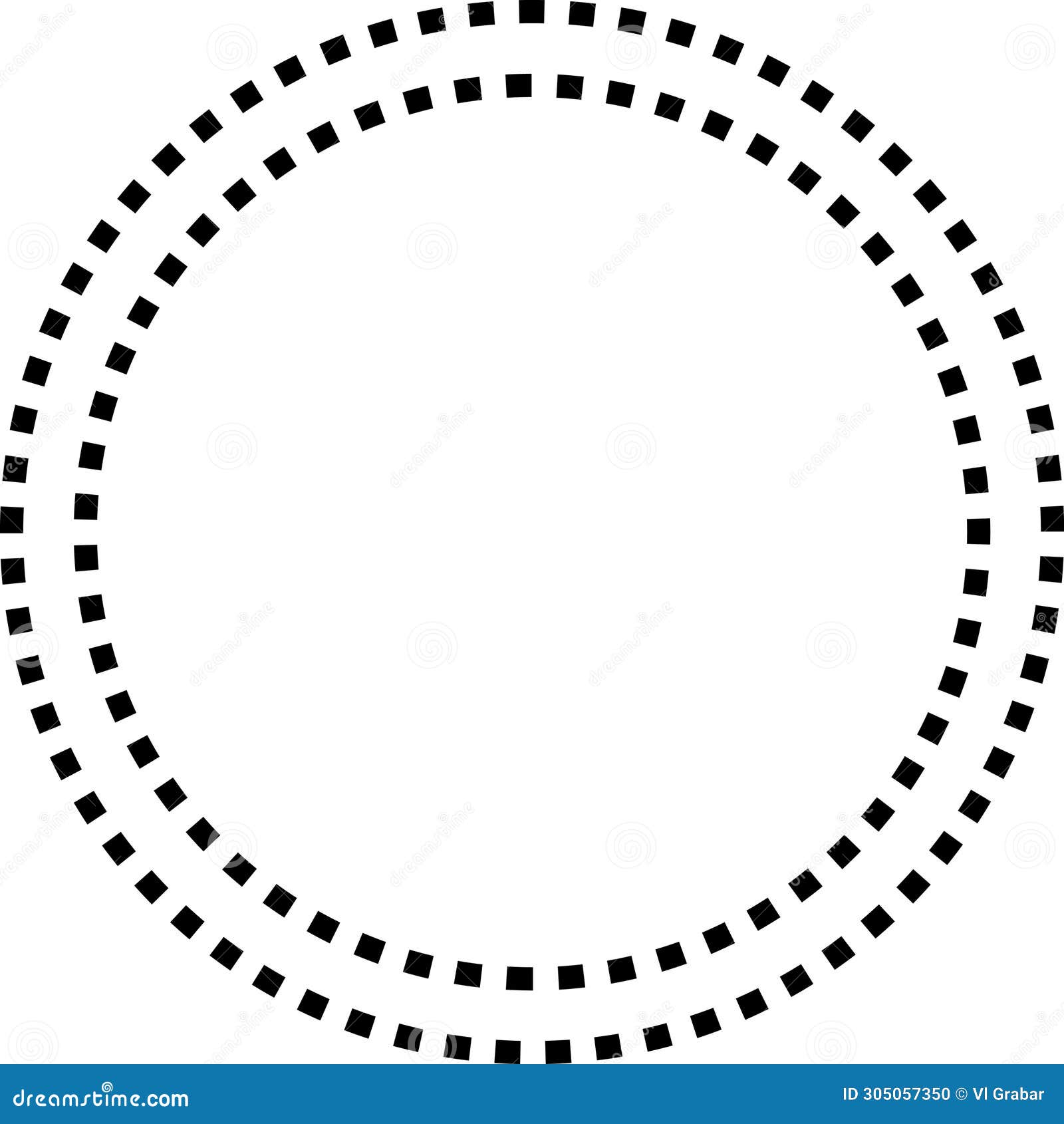 Dotted Line Circle Frame Vector. Dashed Outline Design of Border. Icon ...