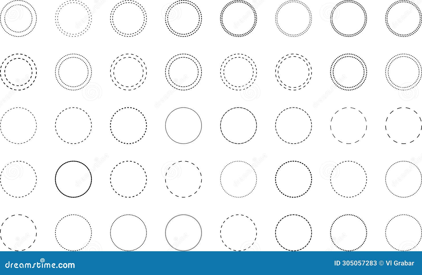 Dotted Line Circle Frame Vector. Dashed Outline Design of Border. Icon ...