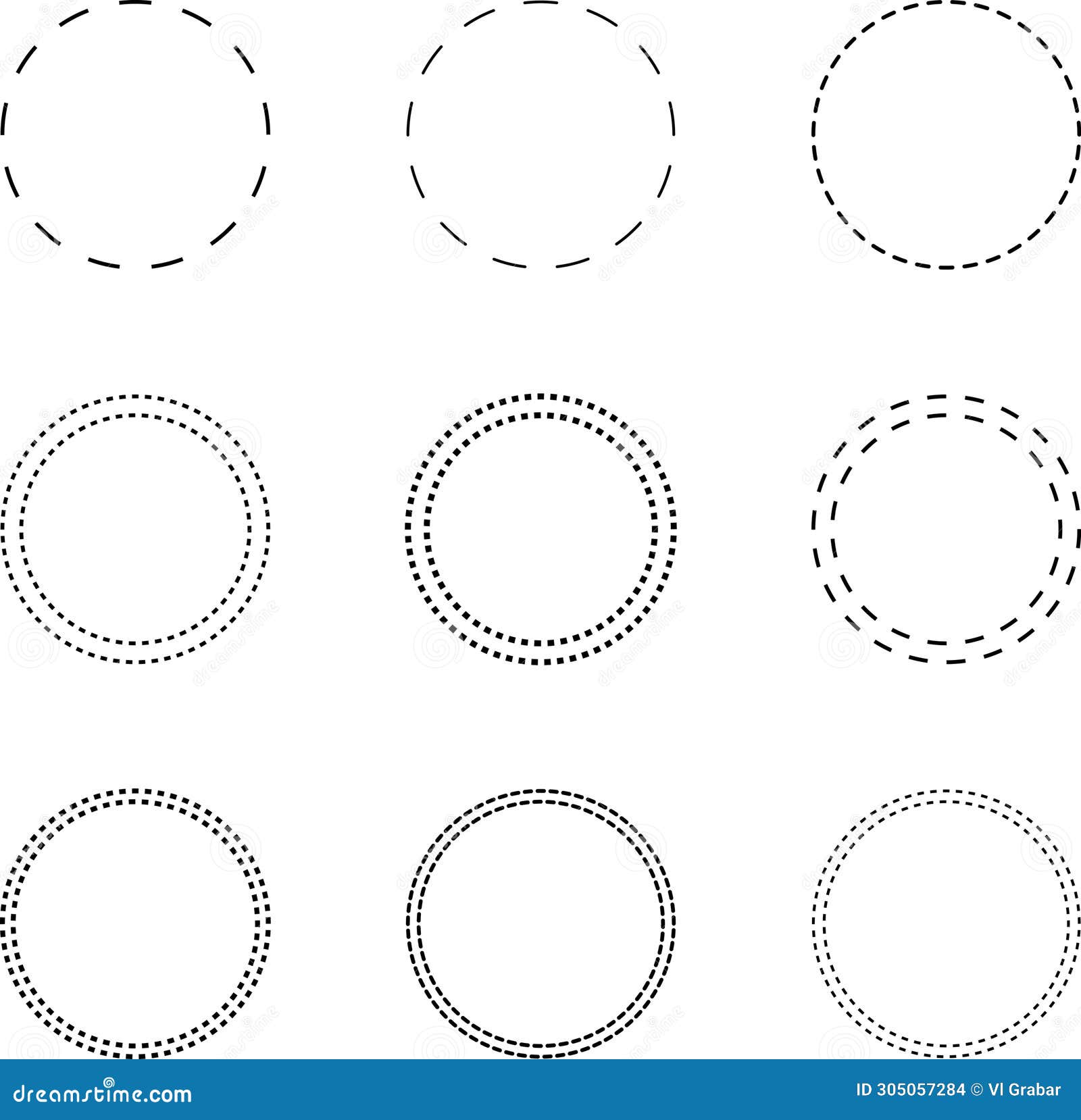 Dotted Line Circle Frame Vector. Dashed Outline Design of Border. Icon ...