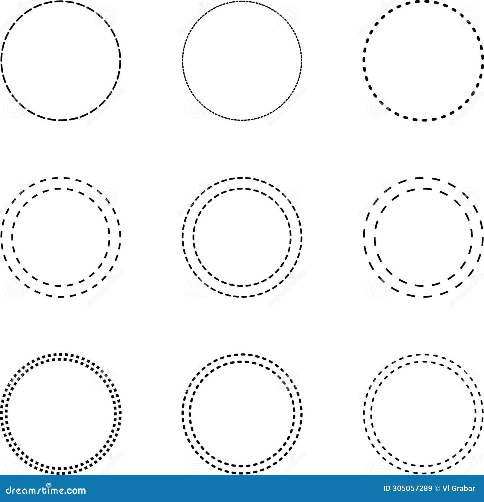 Dotted Line Circle Frame Vector. Dashed Outline Design of Border. Icon ...