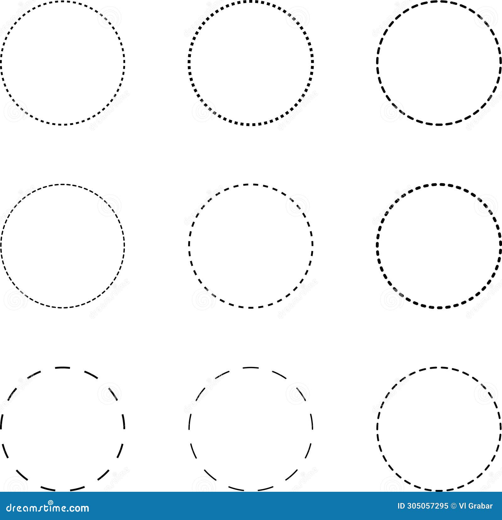 Dotted Line Circle Frame Vector. Dashed Outline Design of Border. Icon ...