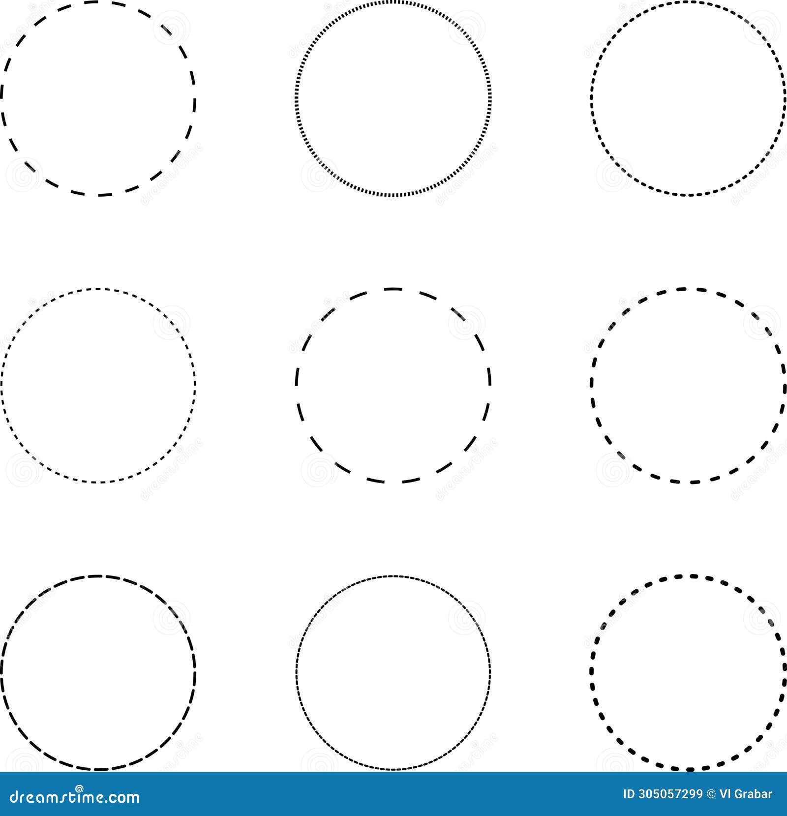 Dotted Line Circle Frame Vector. Dashed Outline Design of Border. Icon ...