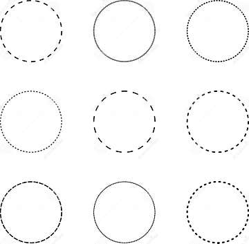 Dotted Line Circle Frame Vector. Dashed Outline Design of Border. Icon ...