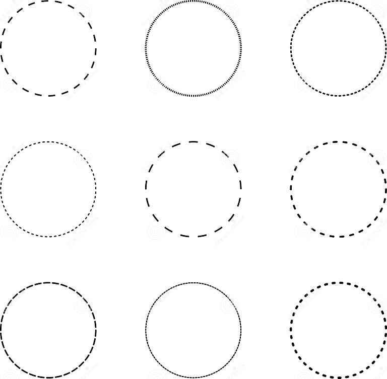 Dotted Line Circle Frame Vector. Dashed Outline Design of Border. Icon ...