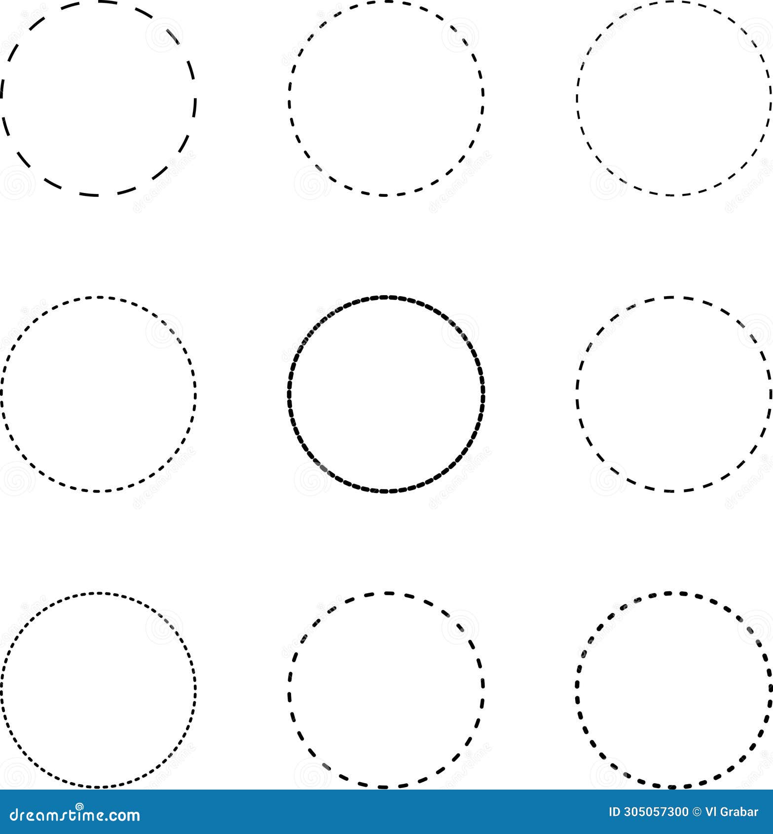 Dotted Line Circle Frame Vector. Dashed Outline Design of Border. Icon ...