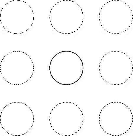 Dotted Line Circle Frame Vector. Dashed Outline Design of Border. Icon ...