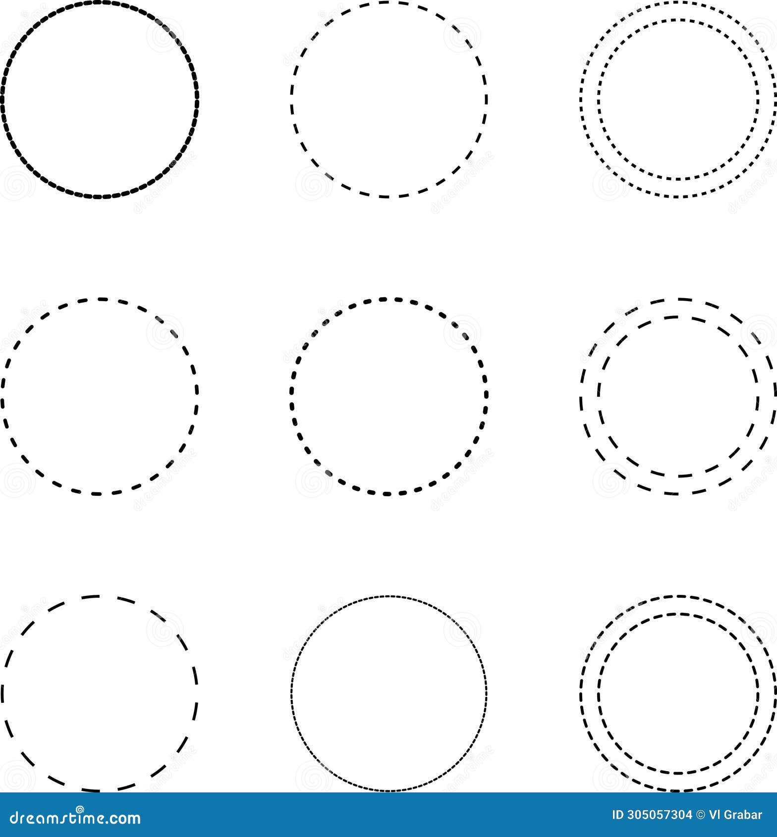 Dotted Line Circle Frame Vector. Dashed Outline Design of Border. Icon ...