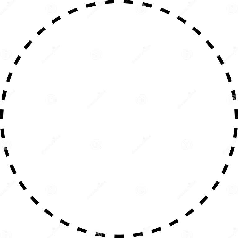 Dotted Line Circle Frame Vector. Dashed Outline Design of Border. Icon ...