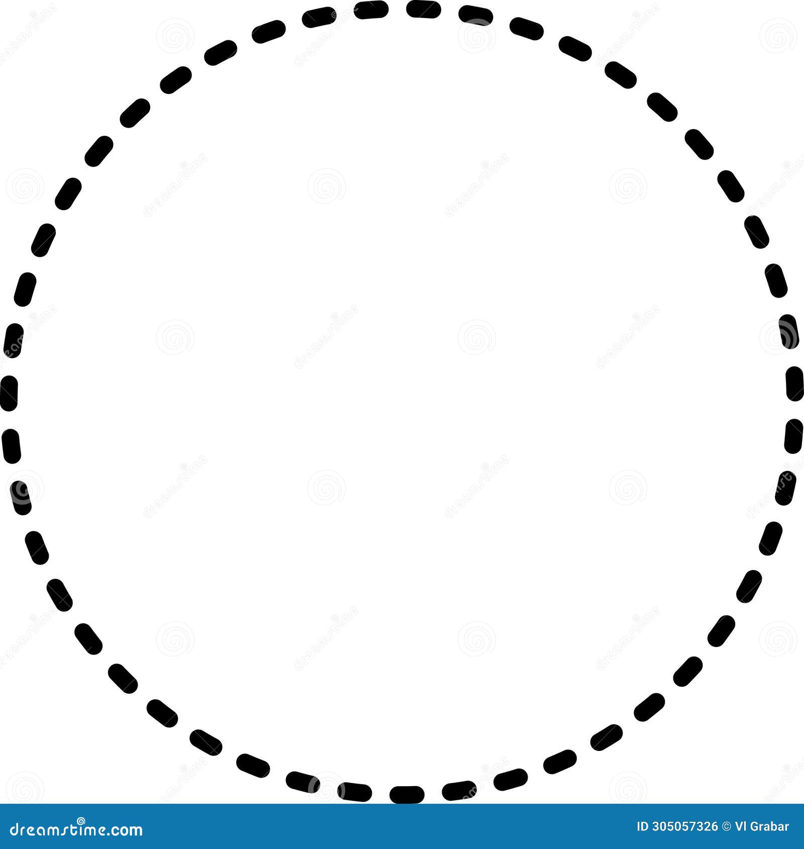 Dotted Line Circle Frame Vector. Dashed Outline Design of Border. Icon ...