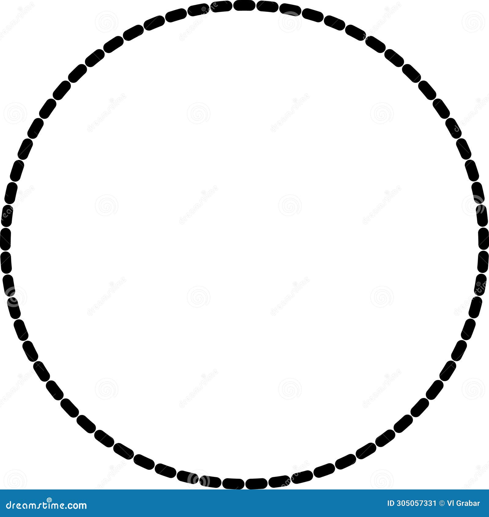 Dotted Line Circle Frame Vector. Dashed Outline Design of Border. Icon ...