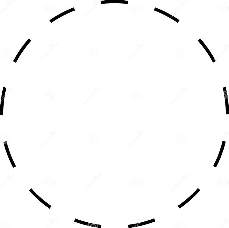 Dotted Line Circle Frame Vector. Dashed Outline Design of Border. Icon ...