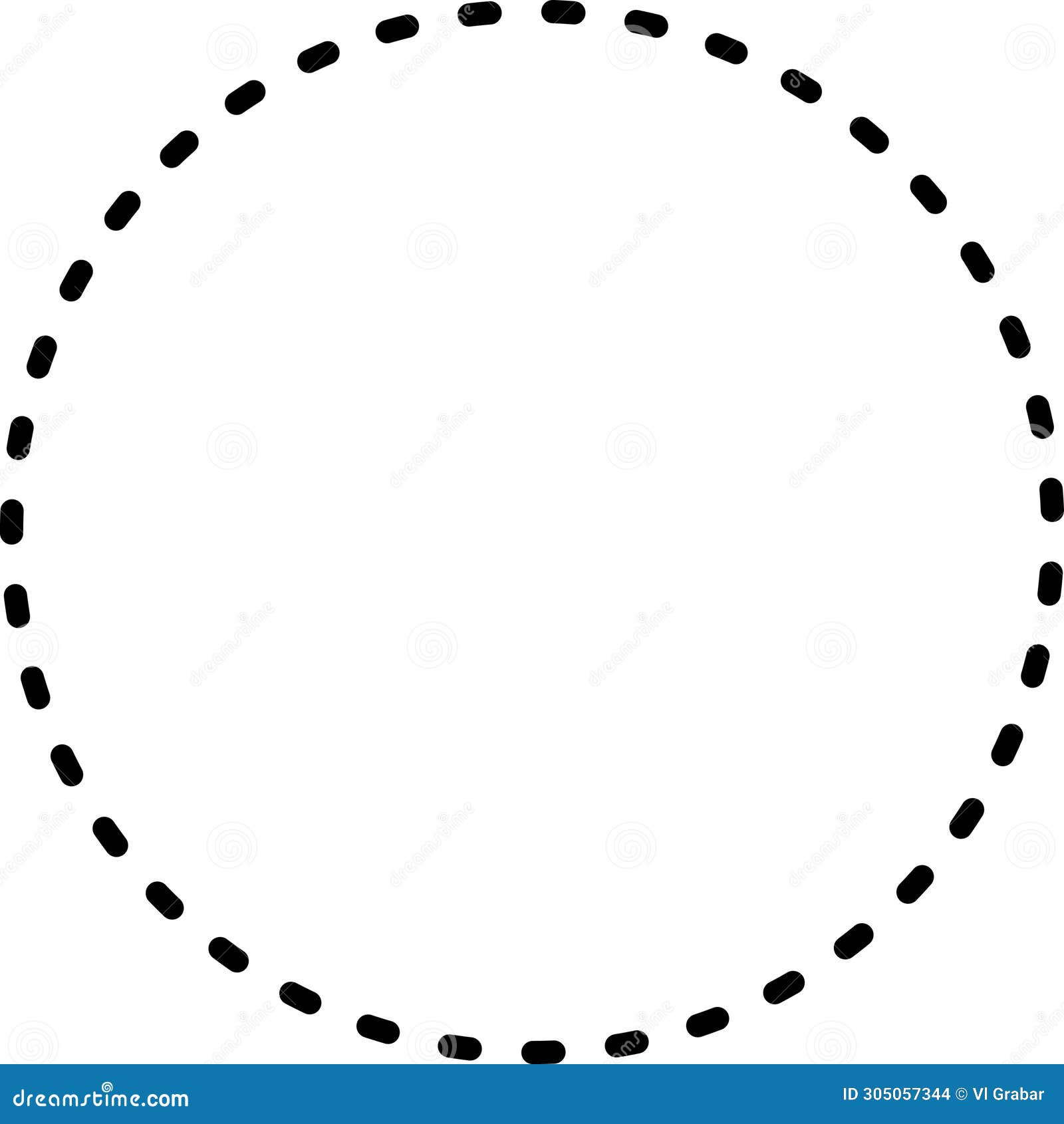 Dotted Line Circle Frame Vector. Dashed Outline Design of Border. Icon ...