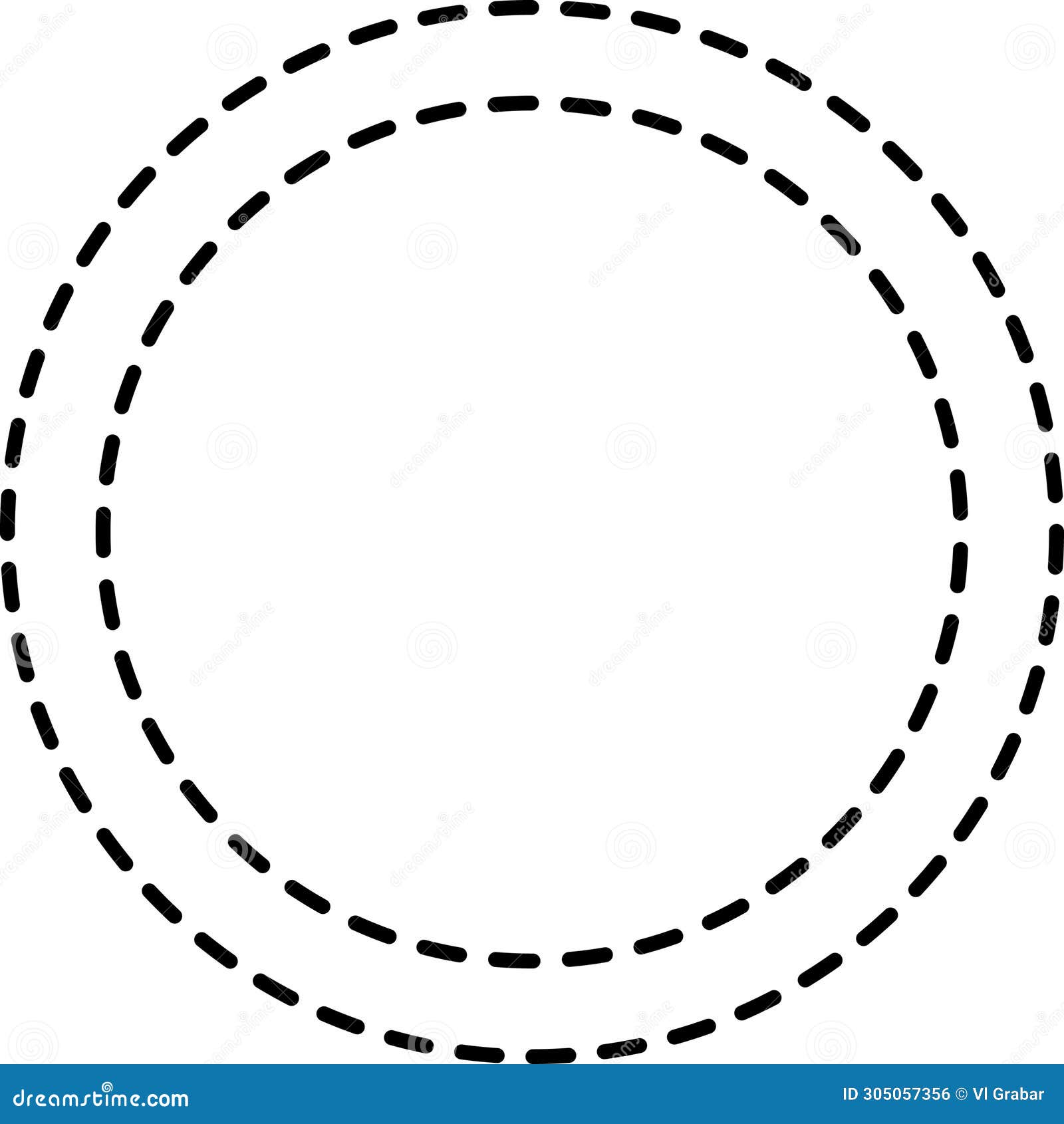 Dotted Line Circle Frame Vector. Dashed Outline Design of Border. Icon ...