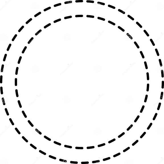 Dotted Line Circle Frame Vector. Dashed Outline Design of Border. Icon ...