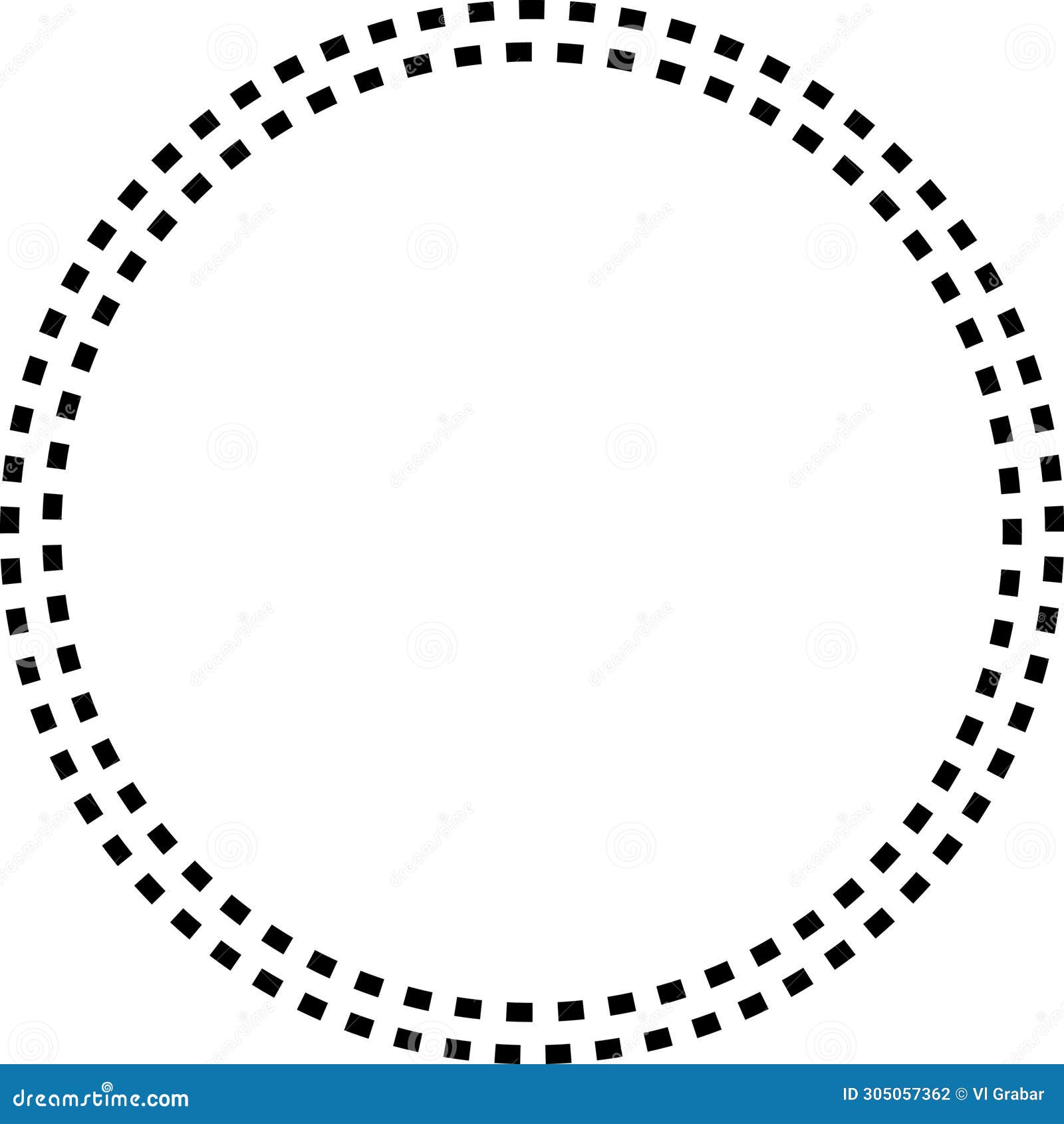 Dotted Line Circle Frame Vector. Dashed Outline Design of Border. Icon ...