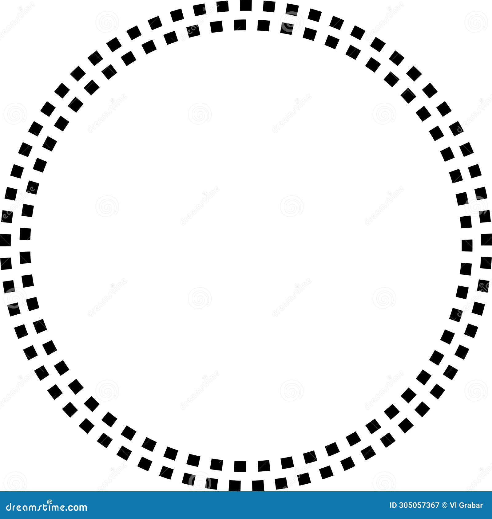 Dotted Line Circle Frame Vector. Dashed Outline Design of Border. Icon ...