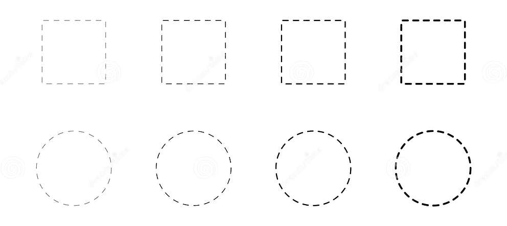 Dotted Line Circle and Square Vector Frame. Stock Vector - Illustration ...