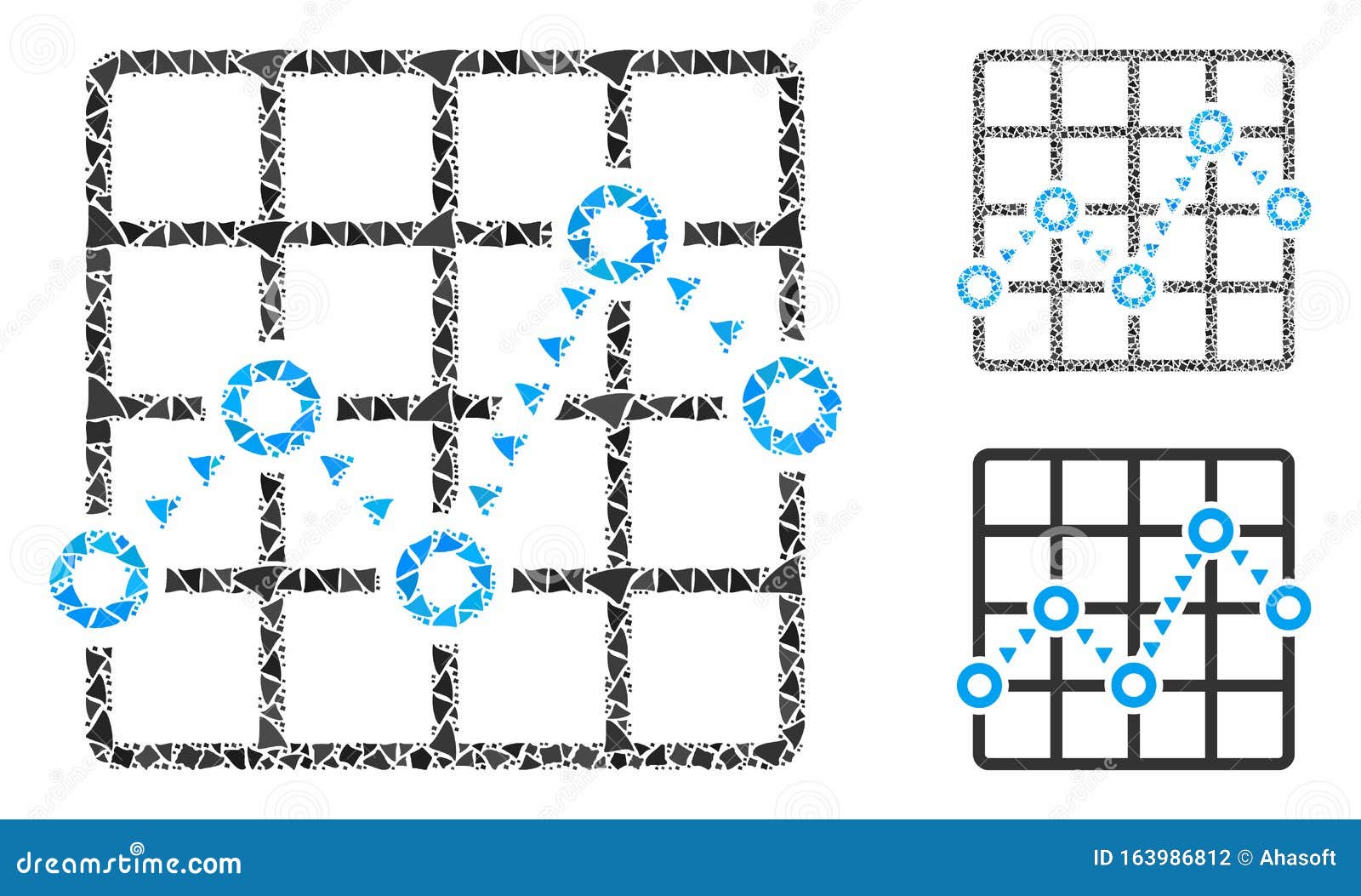 Dotted Line Grid Plot Composition Icon of Unequal Items Stock Vector ...