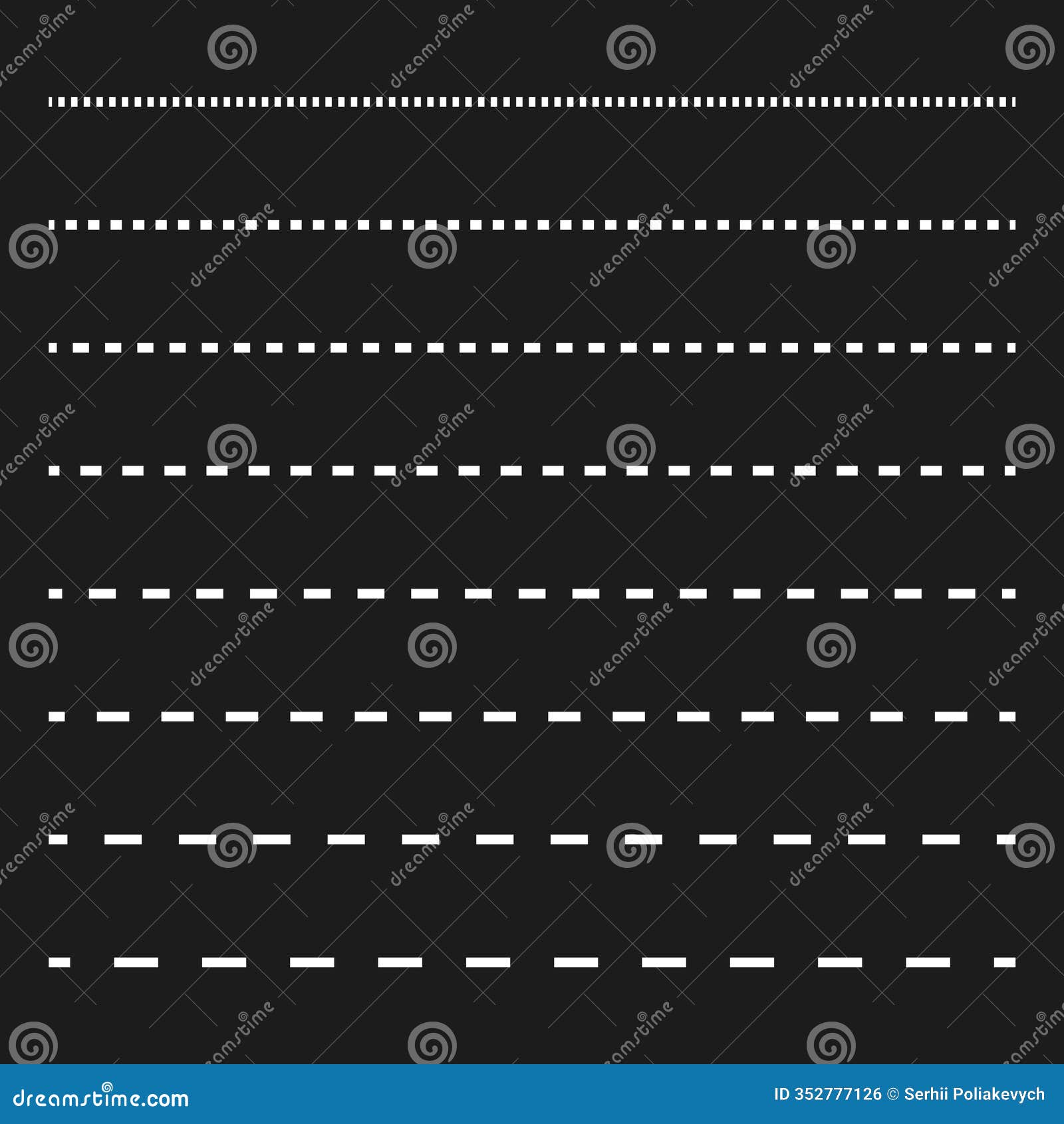 Dotted Line Pattern. Dashed Line Vector. Seamless Black Background ...