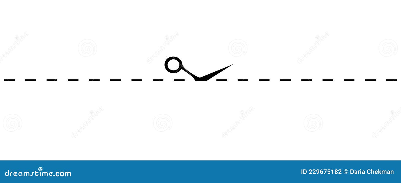 Dotted Line Scissors. Black Scissors Isolated on White Background Stock ...