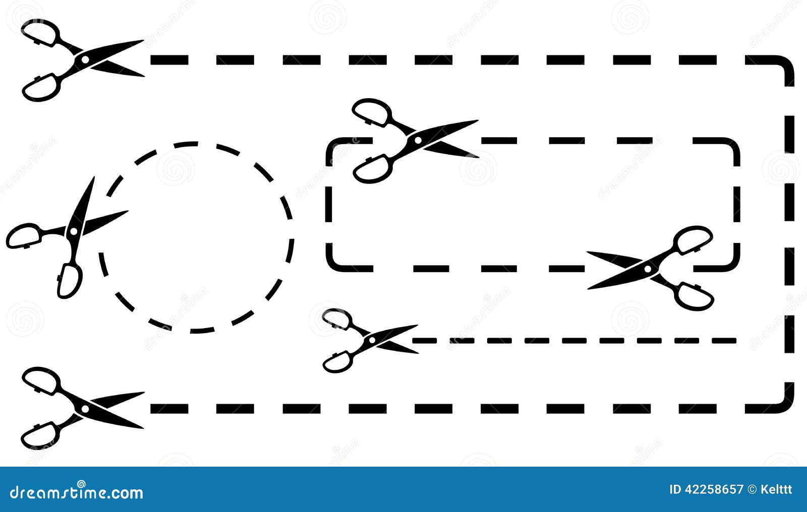 Dotted Line Set with Scissors Cutting Stock Vector - Illustration of ...