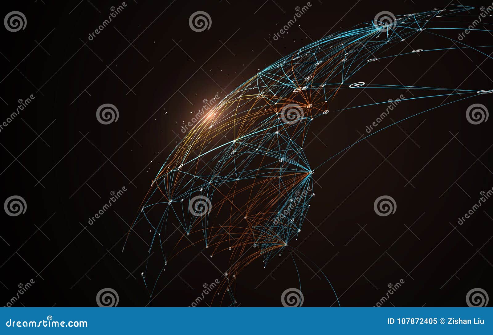 Dotted Lines Connected To the Abstract Graphics. Stock Vector ...