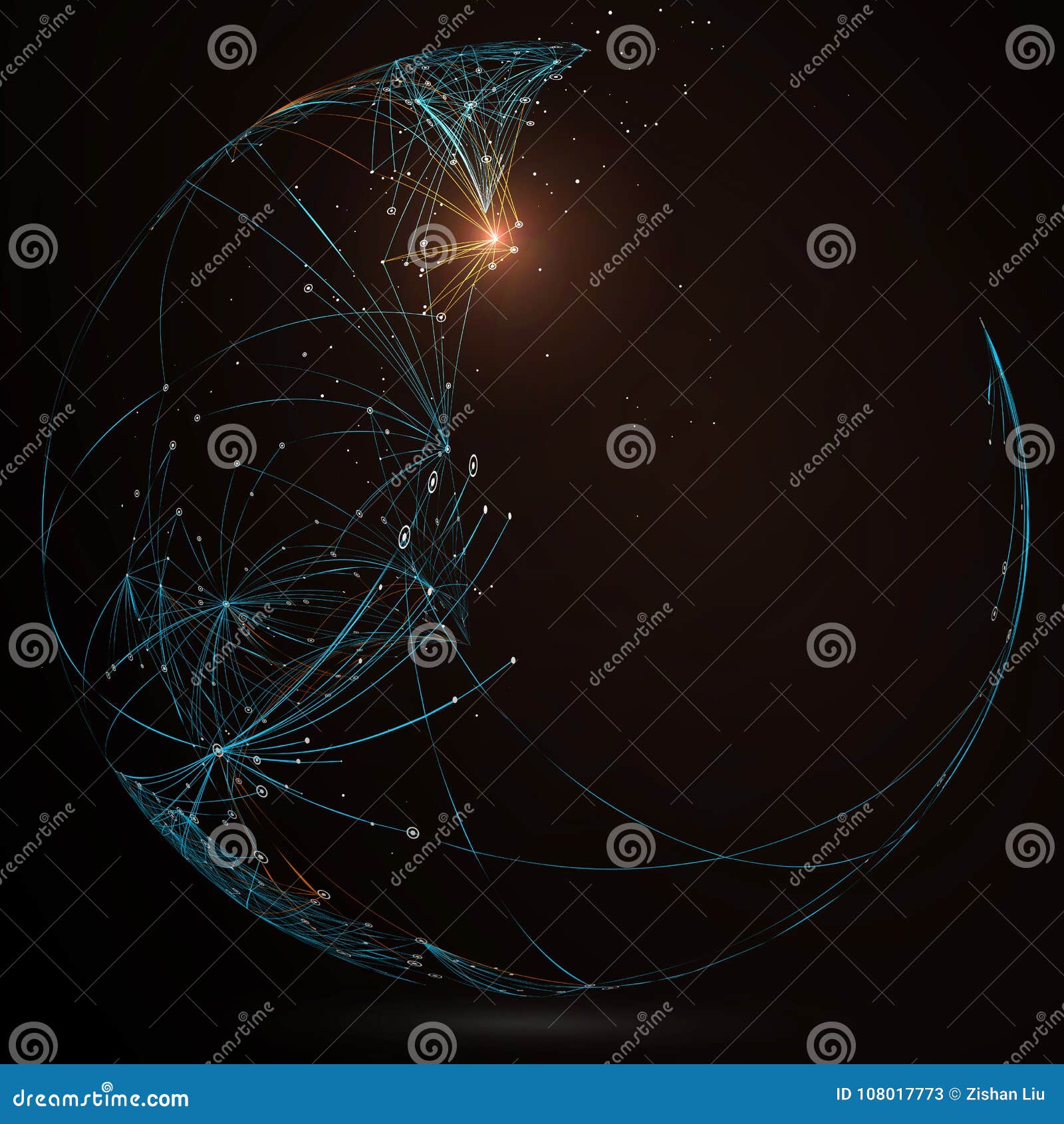 Dotted Lines Connected To the Abstract Graphics. Stock Illustration ...