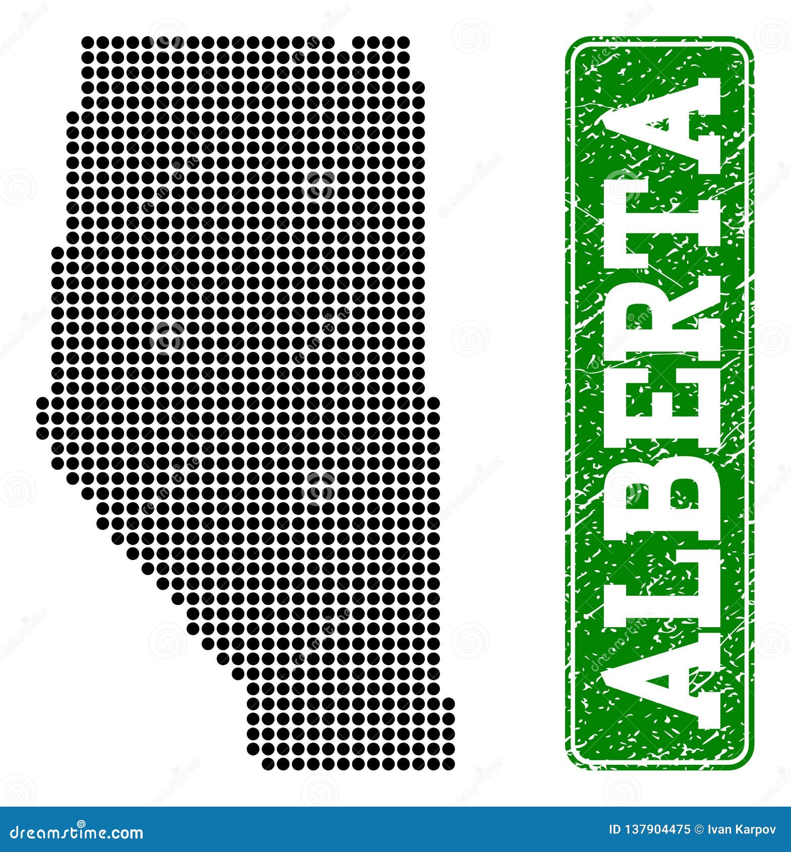 Dotted Map of Alberta Province and Grunge Rectangle Rounded Caption ...