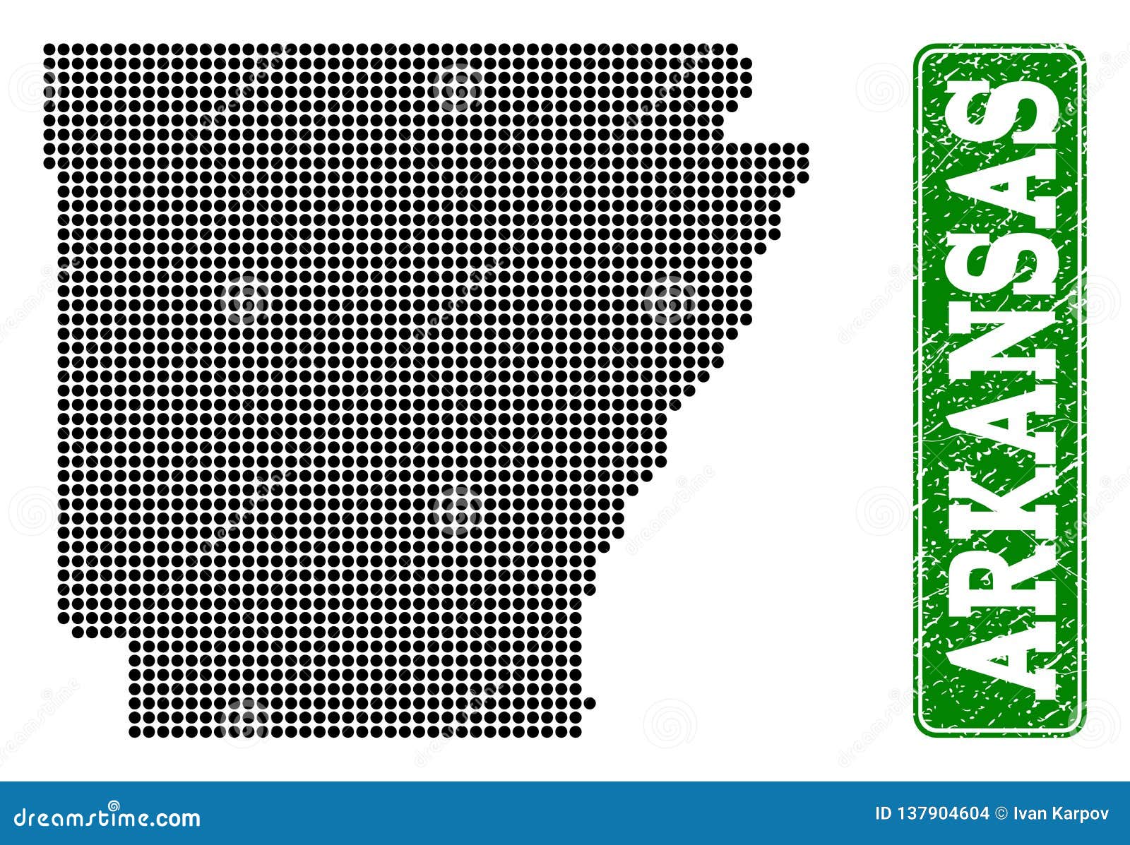Dotted Map of Arkansas State and Grunge Rectangle Rounded Caption Stock ...