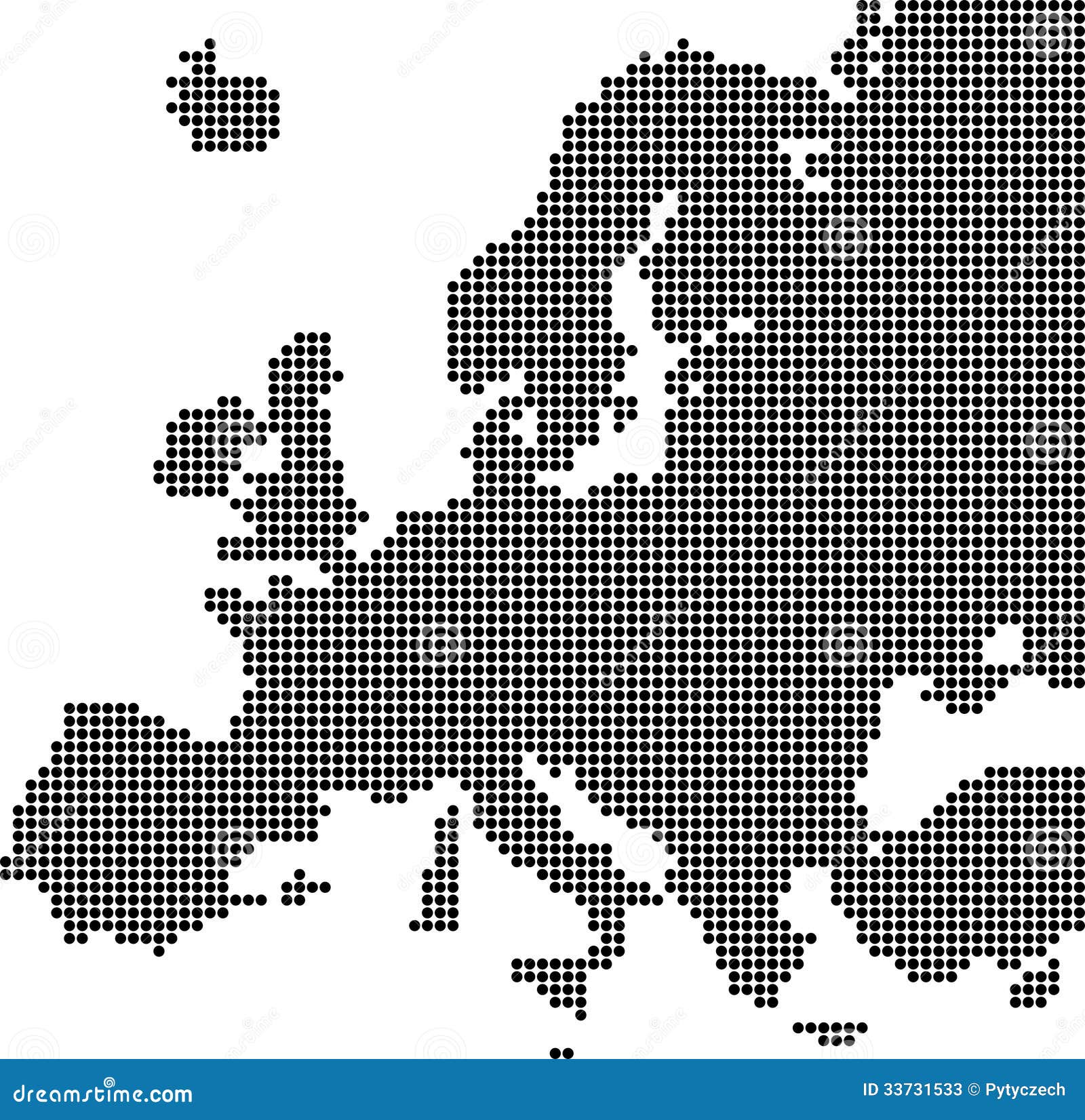 Dotted map of Europe stock vector. Illustration of continent - 33731533