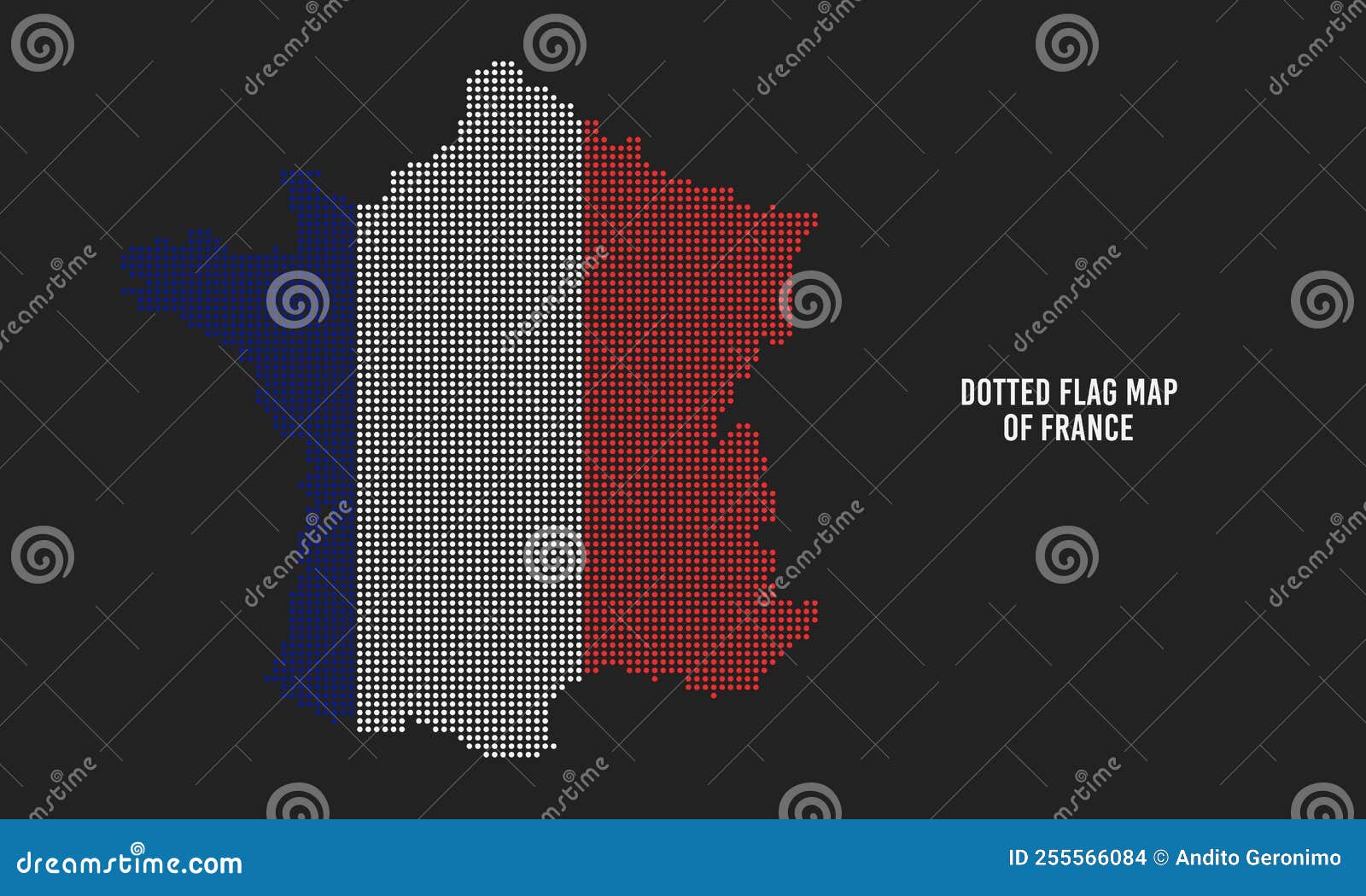 Dotted Flag Map of France Vector Illustration with Dark Background ...