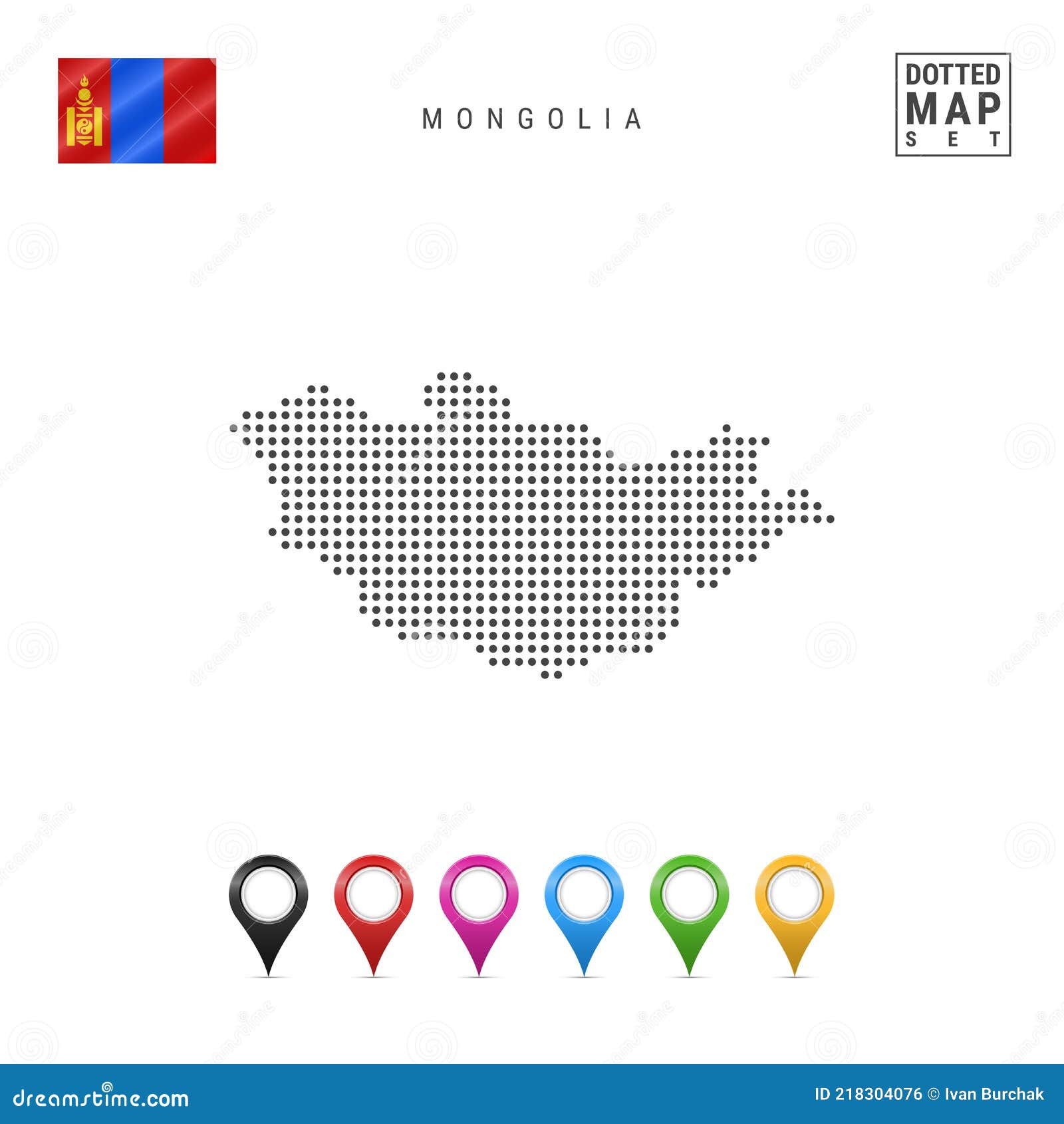 Vector Dotted Map of Mongolia. Simple Silhouette of Mongolia. National ...