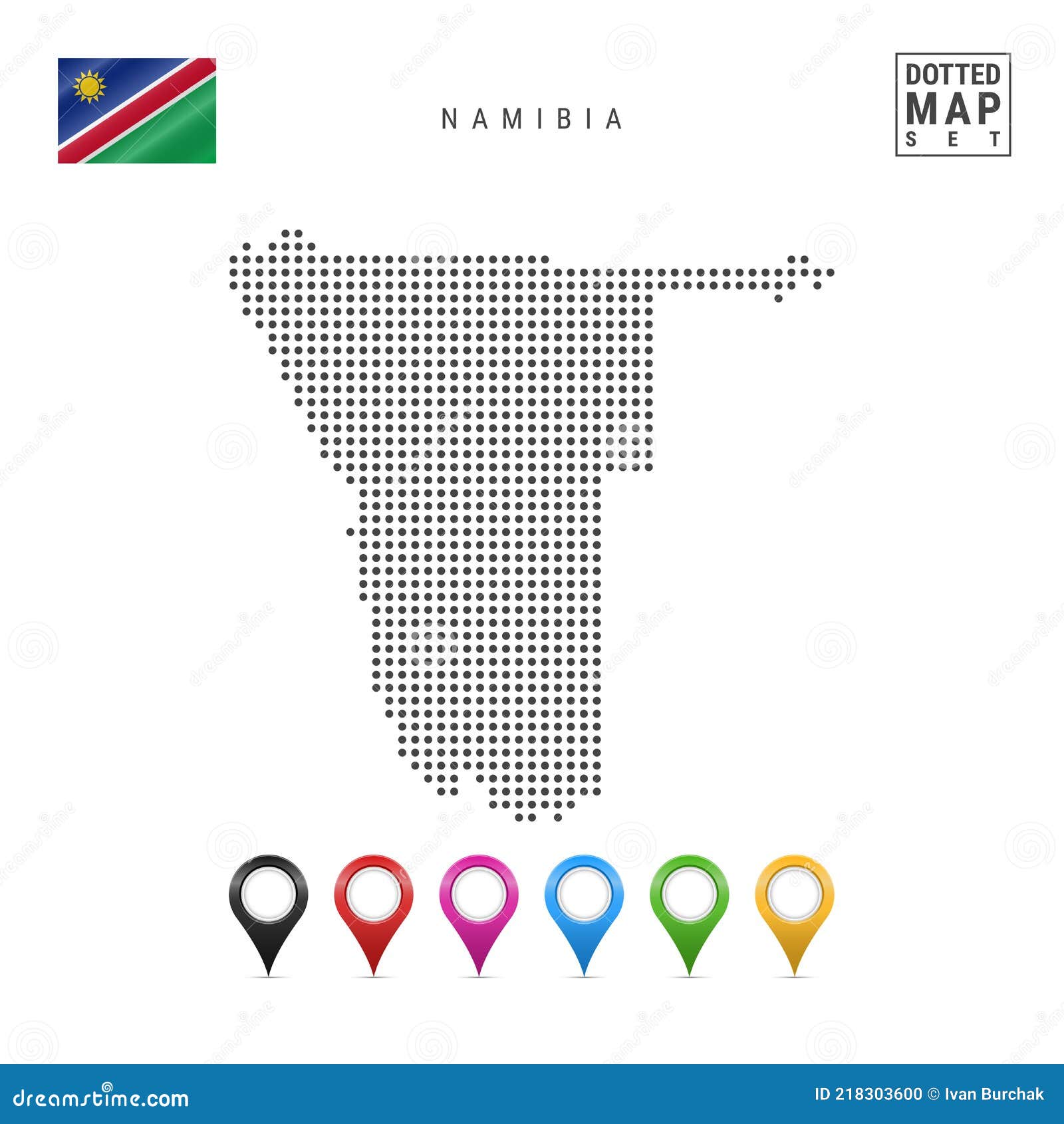 Vector Dotted Map of Namibia. Simple Silhouette of Namibia. National ...