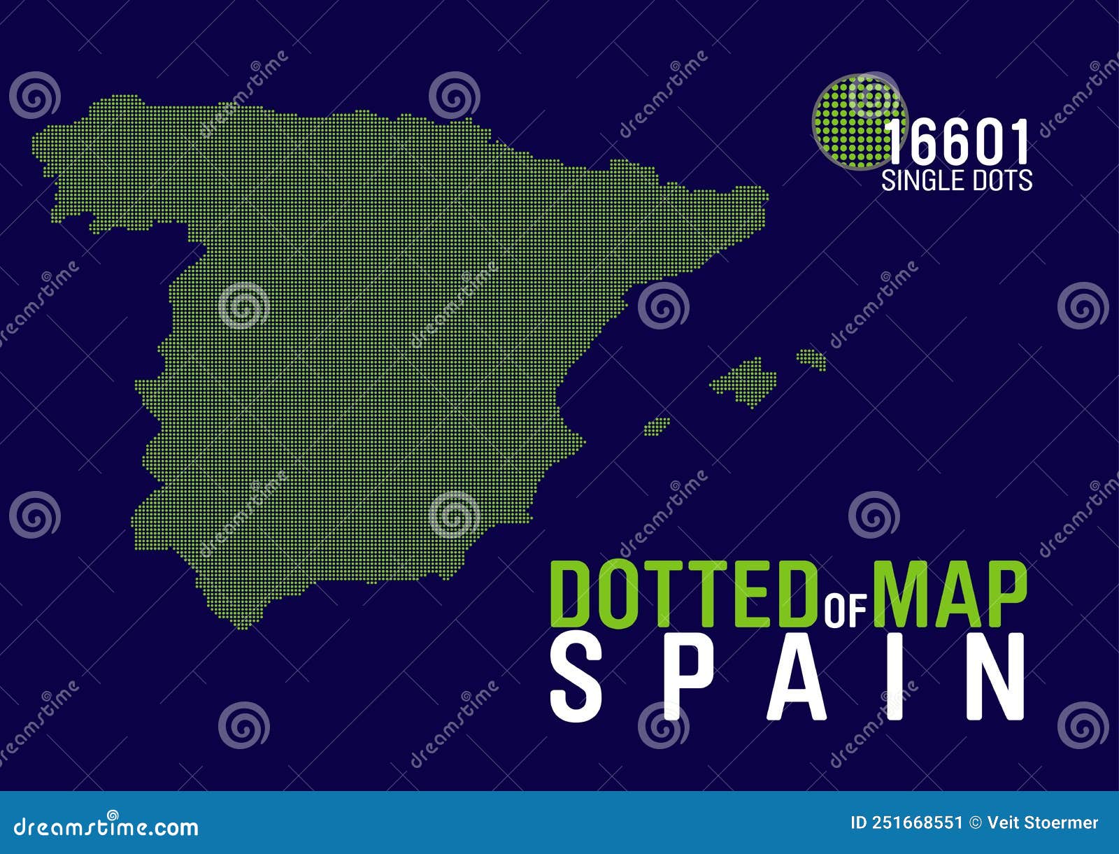 A dotted map of spain stock vector. Illustration of chart - 251668551