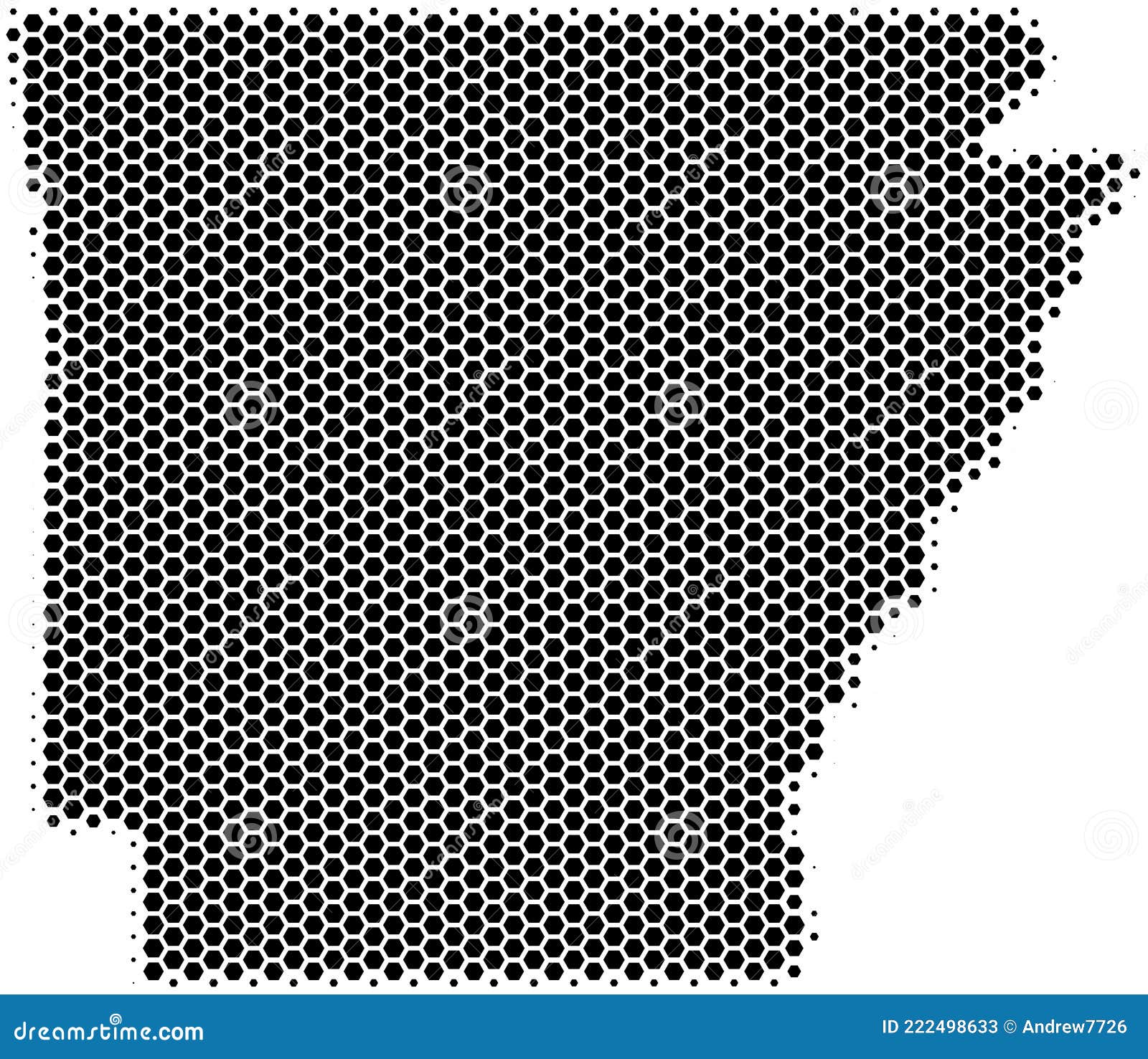 Dotted Map of the State of Arkansas in the USA Made of Hexagons, Scale ...