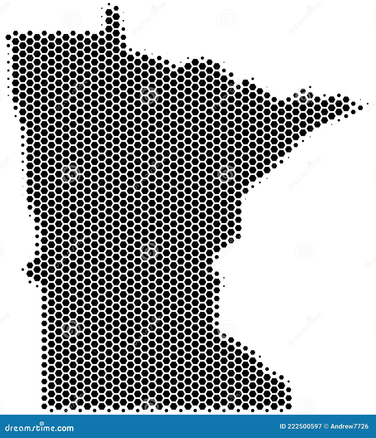 Dotted Map of the State of Minnesota in the USA Made of Hexagons, Scale ...