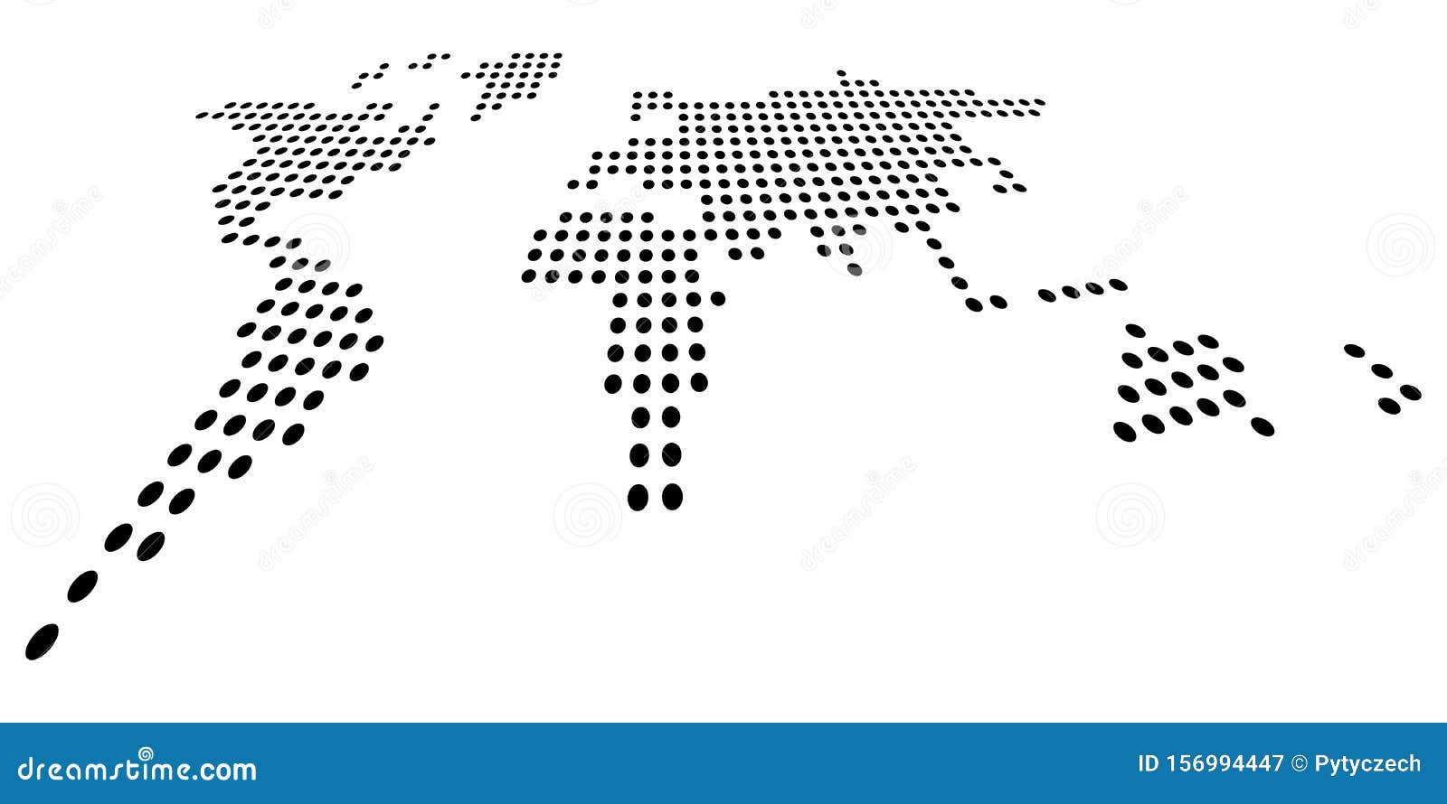Dotted Map of World. Side View Distortion Stock Vector - Illustration ...