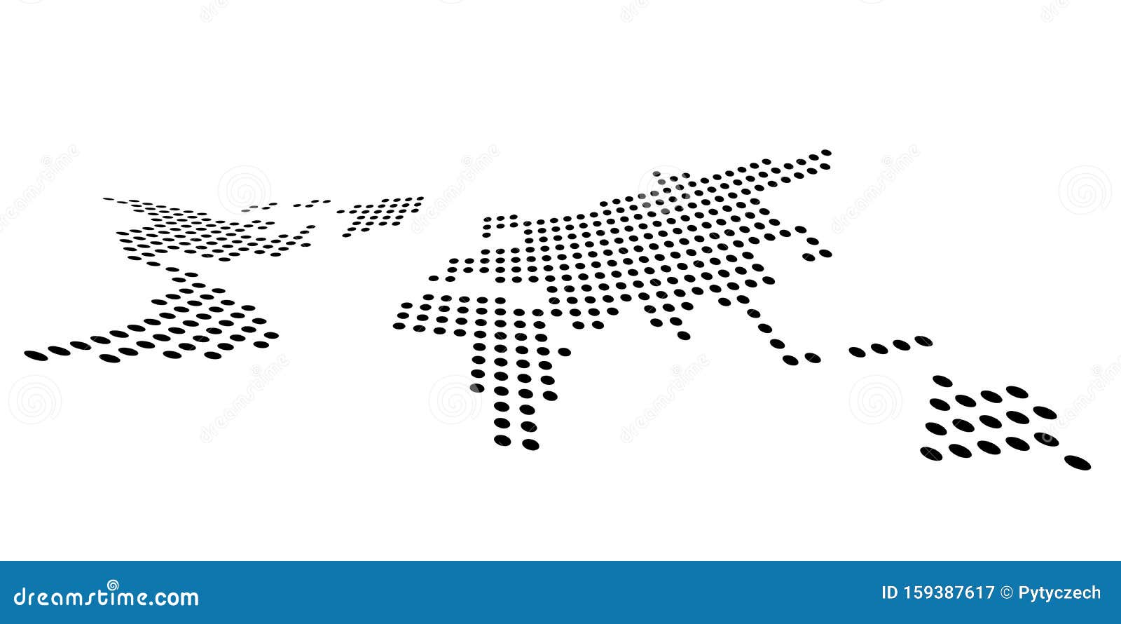 Dotted Map of World. Side View Distortion Stock Vector - Illustration ...