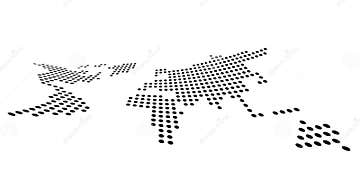 Dotted Map of World. Side View Distortion Stock Vector - Illustration ...