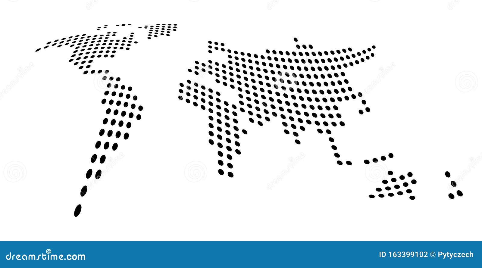 Dotted Map of World. Side View Distortion Stock Vector - Illustration ...
