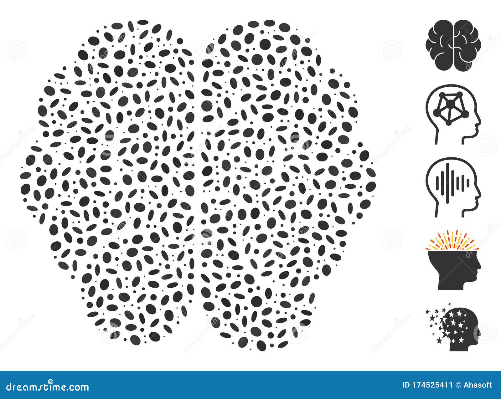Dotted Mosaic Brain stock illustration. Illustration of anatomy - 174525411