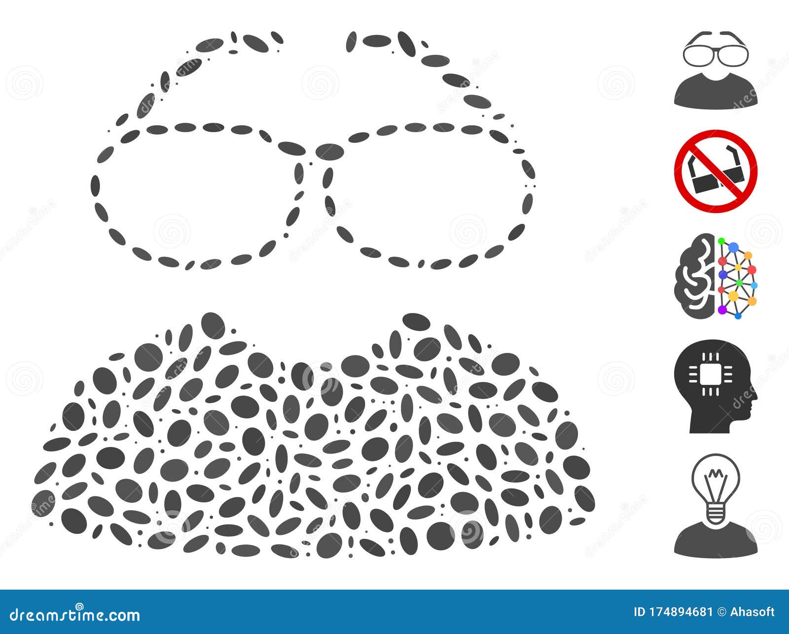 Dotted Mosaic Clever Spectacles Stock Illustration - Illustration of ...