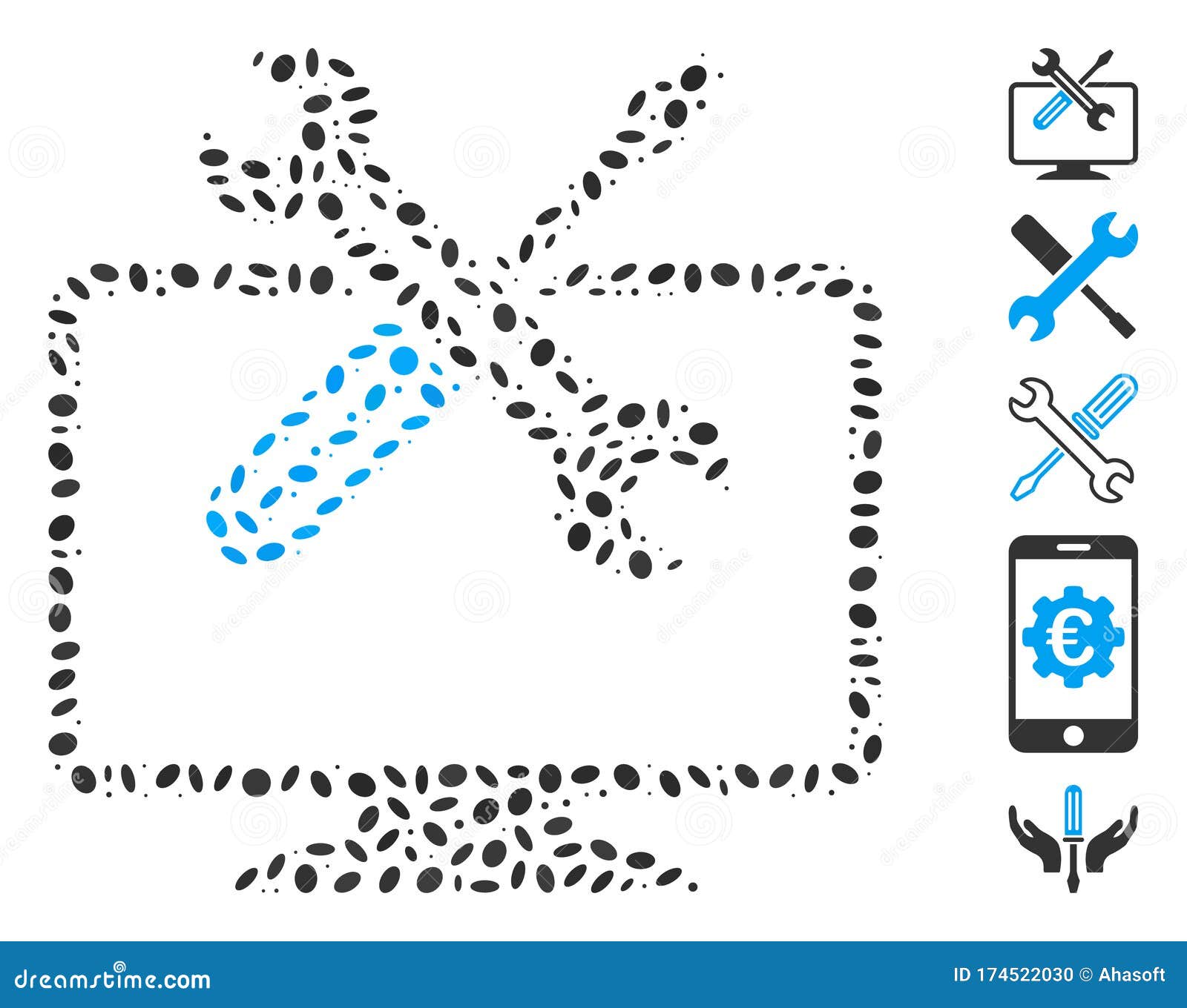 Dotted Mosaic Computer Tools Stock Illustration - Illustration of ...