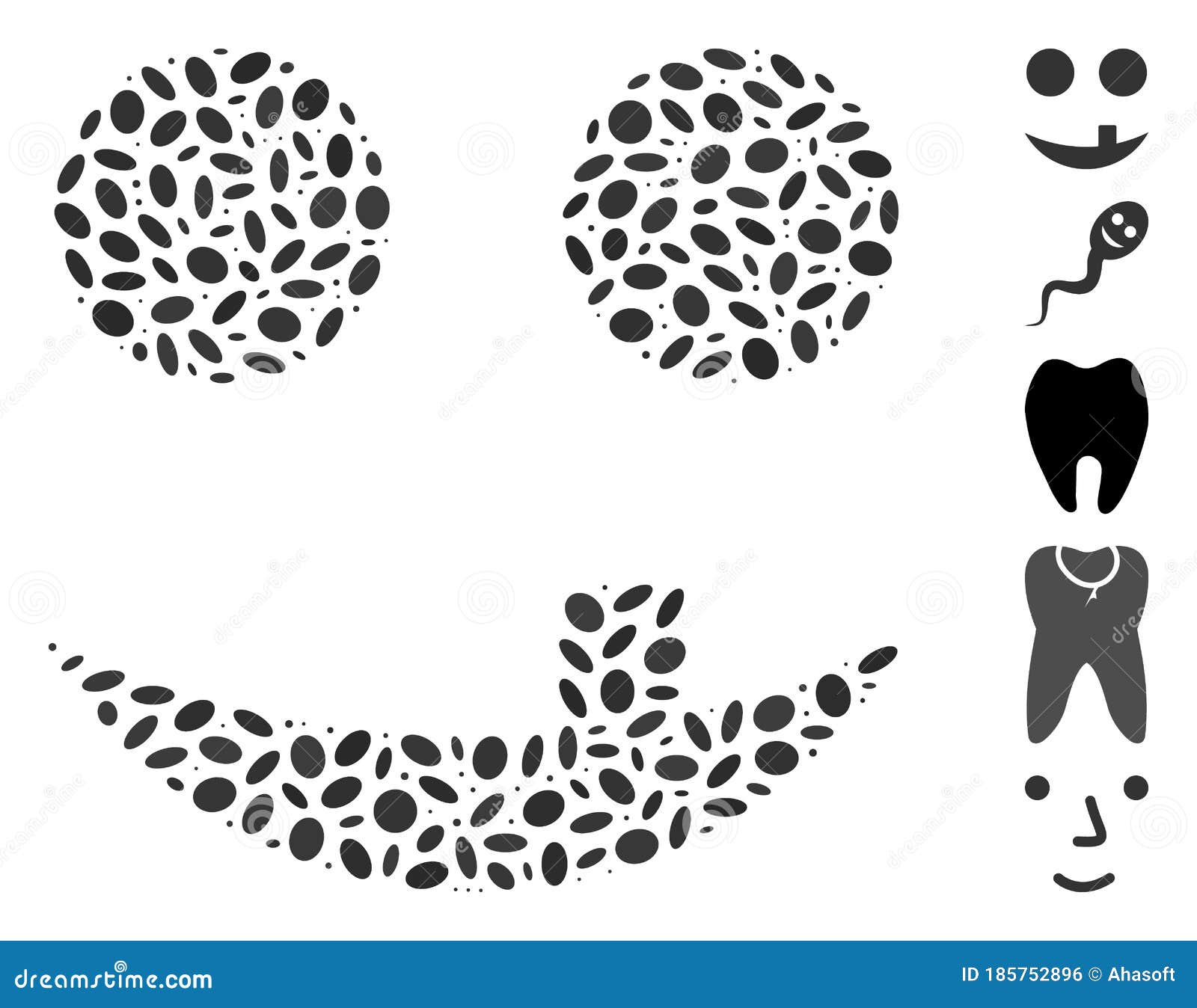 Dotted Mosaic Tooth Smiley stock illustration. Illustration of elliptic ...
